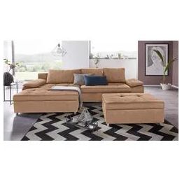 Ecksofa Home Affaire "Labene L-Form", braun (nuss), B:290cm H:82cm T:90cm, Struktur fein (95% Polyester, 5% Polyamid);Luxus-Microfaser ALTARA NUBUCK (100% Polyester);Kunstleder SOFTLUX / Struktur (100% Polyester);Struktur (100% Polyester);Flachgewebe (95% Polyester, 5% Polyamid), Sofas, Ecksofa, wahlweise mit Bettfunktion und Bettkasten, auch als XXL-Variante