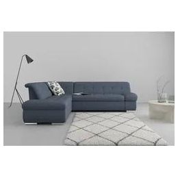 Ecksofa DOMO collection "Mona L-Form bequem und komfortabel, Breite 271cm, L-Form", blau (blaugrau), B:271cm H:80cm T:213cm, Struktur fein 100% Polyester;Chenilleoptik 100% Polyester, Sofas, Ecksofa, wahlweise mit Bett- und Armlehnfunktion