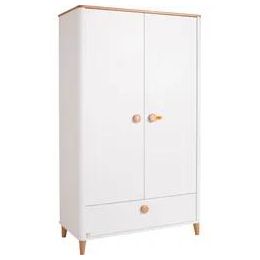 Kleiderschrank Paidi "LOTTE & FYNN Steiff by Paidi, 2 T&uuml;ren und 1 Schublade mit Soft-Close", wei&szlig; (kreidewei&szlig;, eiche massiv), B:119cm H:202,2cm T:56,5cm, Schr&auml;nke, Kleiderschrank, inkl. Kleiderstangen und Einlegeb&ouml;den, Schrank in Wei&szlig; mit Massivholz