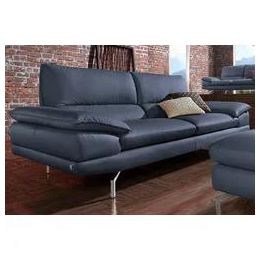 3-Sitzer Calia italia "Dave, italienisches Design, erstklassiger Sitzkomfort, Breite 221cm", blau (dunkelblau), B:221cm H:87cm T:97cm, NaturLeder Sorrento, Sofas, in zwei Lederqualit&auml;ten und toller Detailverarbeitung