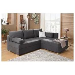 Ecksofa Home Affaire "Italia L-Form, B: 217 cm", grau (anthrazit), B:217cm H:80cm T:182cm, Struktur fein (100% Polyester);Microfaser PRIMABELLE(100% Polyester);Samtoptik (100% Polyester), Sofas, Ecksofa, Bettfunktion, Bettkasten & 1 Zierkissen, Federkern