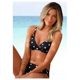 B&uuml;gel-Bikini-Top Lascana "Jada", Damen, Gr. 40, Cup B, schwarz-wei&szlig; (schwarz, wei&szlig;), Polyamid, gepunktet, Bikini-Oberteile, mit leichter Wattierung und Muschelkante