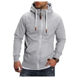 Sweatjacke behype "BHTANSER", Herren, Gr. S, grau, 70% Baumwolle, 30% Polyester, unifarben, ohne Ausschnitt, Sweatjacken Sweatjacke, mit praktischem Kordelzug