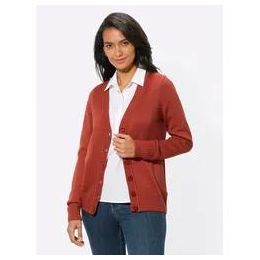 Strickjacke Casual Looks, Damen, Gr. 38, rot (rostrot), 50% Baumwolle, 50% Polyacryl, unifarben, figurumspielend, Strickjacken Strickjacke