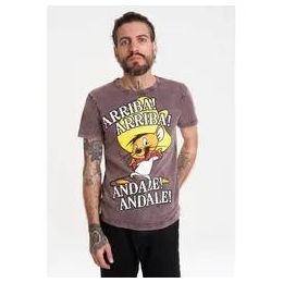 T-Shirt logoshirt "Looney Tunes - Speedy Gonzales", Herren, Gr. M, lila (violett), 100% Baumwolle, bedruckt, normal, Rundhals, Shirts T-Shirt, mit lizenziertem Print