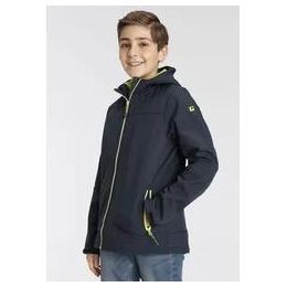 Softshelljacke Killtec "BYS SFTSHLL JCKT OT", Jungen, Gr. 164, blau (marine), Softshell, Obermaterial: 90% Polyester, 10% Elasthan. Futter: 100% Polyester, unifarben mit Farbeins&auml;tzen, hoch geschlossener Ausschnitt, mit verstellbarem Klettverschluss, Jacken Softshelljacke, &Uuml;bergangsjacke, Wasserabweisend & Windabweisend, f&uuml;r Kinder