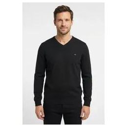 Strickpullover Fynch-Hatton "Fynch-Hatton Pullover mit V-Kragen", Herren, Gr. L (52/54), grau (anthrazit), Strick, Obermaterial: 100% Baumwolle, unifarben, bequem h&uuml;ftbedeckend, V-Ausschnitt, Flachstrickb&uuml;ndchen, Pullover Strickpullover, aus Baumwolle, mit V-Ausschnitt, bequeme Passform