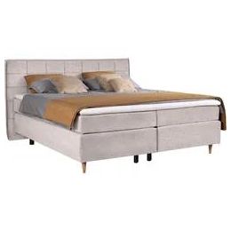 Boxspringbett Alina "Henri", grau (platingrau tmd 19), B:180cm L:208cm, Struktur TMD (100% Polyester), Komplettbetten, Boxspringbett, inklusive Matratze und Topper, in diversen Ausf&uuml;hrungen