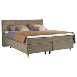 Boxspringbett Alina "Henri", braun (khakigrau tmd 4), B:180cm L:208cm, Struktur TMD (100% Polyester), Komplettbetten, Boxspringbett, inklusive Matratze und Topper, in diversen Ausf&uuml;hrungen