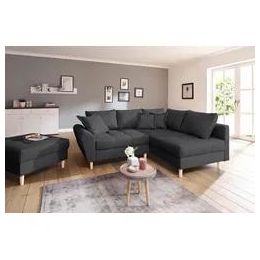 Ecksofa Home Affaire "Rice L-Form, B: 223 cm - OTTO. Verl&auml;ssliche Qualit&auml;t.", grau (anthrazit), B:223cm H:47cm T:184cm, Luxus-Microfaser (100% Polyester);Struktur fein (100% Polyester);Microfaser PRIMABELLE (100% Polyester);Samtoptik (100% Polyester), Sofas, Ecksofa, Set: Sofa & Hocker, 3 Zierkissen, Federkern