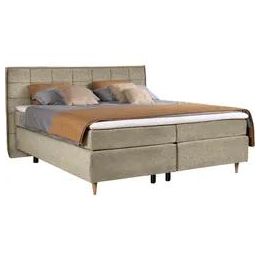 Boxspringbett Alina "Henri", beige (graubeige tmd 2), B:180cm L:208cm, Struktur TMD (100% Polyester), Komplettbetten, Boxspringbett, inklusive Matratze und Topper, in diversen Ausf&uuml;hrungen