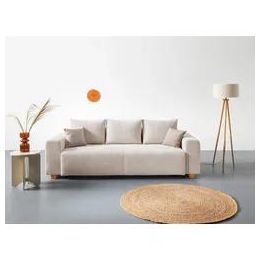 Schlafsofa Collection AB "Yves, B: 243 cm, Liegefl. 142x194 cm", beige, B:243cm T:94cm, 100% Polyester, Sofas, Schlafsofa, Bettfunktion, Bettkasten & 2 Zierkissen, Federkern