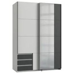 Schwebet&uuml;renschrank wimex "Emden moderner Kleiderschrank mit Spiegel und Schubladen", wei&szlig; (wei&szlig;, graphit), B:135cm H:198cm T:64cm, Schr&auml;nke, Schwebet&uuml;renschrank, Schlafzimmer Schrank Garderobenschrank mit Schwebet&uuml;ren Topseller