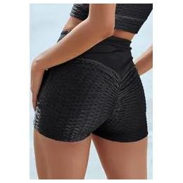 Shorts Vivance ACTIVE, Damen, Gr. M (40/42), N-Gr, schwarz, Obermaterial: 86% Polyester, 14% Elasthan. Einsatz: 90% Polyester, 10% Elasthan, unifarben, figurbetont kurz, Hosen Shorts, mit breitem Bund und Wabenoptik
