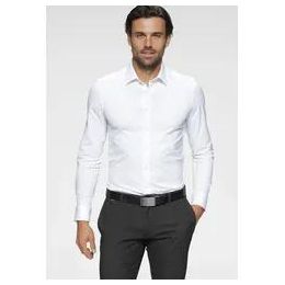 Businesshemd OLYMP "Level Five body fit Jerseyshirt", Herren, Gr. 41, N-Gr, wei&szlig;, Web, Obermaterial: 92% Baumwolle, 8% Elasthan, schmal, Hemden, in Jersey Qualit&auml;t