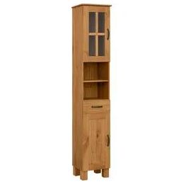 Hochschrank Home Affaire "Rodby", beige (natur gebeizt, gewachst), B:33cm H:180cm T:30cm, Massivholz, Schr&auml;nke, Hochschrank, FSC-zertifiziertes Massivholz, Breite 33cm, H&ouml;he 180cm
