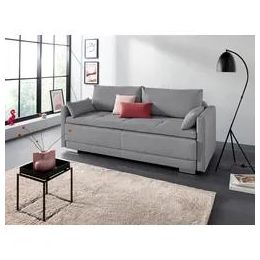 Schlafsofa OTTO HOME "Berlin, B: 218 cm, Liegel. 160x198 cm", grau, B:218cm H:97cm T:96cm, Microfaser PRIMABELLE (100% Polyester);Struktur fein (100% Polyester);Samtoptik (100% Polyester), Sofas, Schlafsofa, Bettfunktion, Bettkasten & 2 Zierkissen, Dauerschlafsofa mit Boxspring