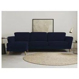 Ecksofa Home Affaire "MARSEILLE (279/152cm),L-Form, Rec. rechts/links, verschiedene Bez&uuml;ge", blau, B:279cm H:88cm T:152cm, Struktur fein (58% Polyester, 22% Polypropylen);Filzoptik (100% Polyester);Webstoff (100% Polyester), Sofas, Ecksofa, Massivholzbeine Eiche, Landhausstil, Wellenunterfederung