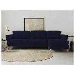 Ecksofa Home Affaire "MARSEILLE (279/152cm),L-Form, Rec. rechts/links, verschiedene Bez&uuml;ge", blau, B:279cm H:88cm T:152cm, Struktur fein (58% Polyester, 22% Polypropylen);Filzoptik (100% Polyester);Webstoff (100% Polyester), Sofas, Ecksofa, Massivholzbeine Eiche, Landhausstil, Wellenunterfederung