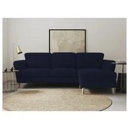 Ecksofa Home Affaire "MARSEILLE (242/152cm),L-Form, Rec. rechts/links", blau, B:242cm H:88cm T:152cm, 85% Polypropylene, 15% Polyester, Sofas, Ecksofa, Massivholzbeine Eiche, Landhausstil, Wellenunterfederung