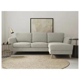 Ecksofa Home Affaire "MARSEILLE (242/152cm),L-Form, Rec. rechts/links", grau (light grau), B:242cm H:88cm T:152cm, 85% Polypropylene, 15% Polyester, Sofas, Ecksofa, Massivholzbeine Eiche, Landhausstil, Wellenunterfederung