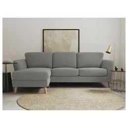 Ecksofa Home Affaire "MARSEILLE (242/152cm),L-Form, Rec. rechts/links", grau, B:242cm H:88cm T:152cm, 85% Polypropylene, 15% Polyester, Sofas, Ecksofa, Massivholzbeine Eiche, Landhausstil, Wellenunterfederung