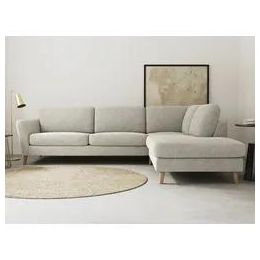 Ecksofa Home Affaire "MARSEILLE 278/202 cm, L-Form, Ottom. rechts/links, verschiedene Bez&uuml;ge", grau (light grau), B:278cm H:88cm T:202cm, Webstoff (100% Polyester);Struktur fein (58% Polyester, 22% Polypropylen);Filzoptik (100% Polyester), Sofas, Ecksofa, Massivholzbeine Eiche, Landhausstil, Wellenunterfederung