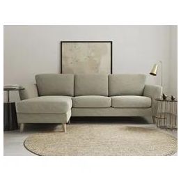 Ecksofa Home Affaire "MARSEILLE (242/152cm),L-Form, Rec. rechts/links", beige, B:242cm H:88cm T:152cm, 68% Polypropylene, 32% Polyester, Sofas, Ecksofa, Massivholzbeine Eiche, Landhausstil, Wellenunterfederung