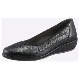 Classic Dog Ballerina CLASSIC, Damen, Gr. 37, schwarz (schwarz, metallic), Glattleder, Basic, Schuhe Ballerina