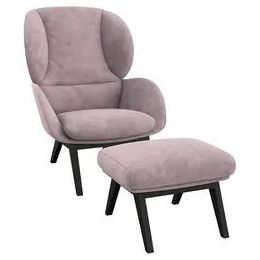 Ohrensessel FLEXLUX "Adria Designsessel, Loungesessel", lila (soft lavender), B:78cm H:100cm T:96cm, 85% Polyester/15%Polyamide, Sessel, Ohrensessel, Stil & Komfort, organische Form, Fu&szlig; Holz schwarz