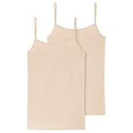 Unterhemd Schiesser "95/5", Damen, Gr. 42, N-Gr, beige (410, sand), Single Jersey, Obermaterial: 95% Baumwolle, 5% Elasthan, unifarben, k&ouml;rpernah, tiefer Rundhals, Unterhemden Unterhemd, mit Spaghetti-Tr&auml;gern