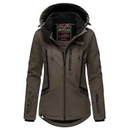 Softshelljacke Marikoo "Mount-Cho-Oyu", Damen, Gr. S, grau (anthrazit), Obermaterial: 95% Polyester, 5% Elasthan; Futter: 100% Polyester; &Auml;rmelfutter: 100% Polyester, Jacken Softshelljacke, mit abnehmbarer Kapuze