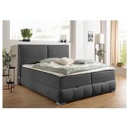 Boxbett OTTO HOME "Wehma mit Kopfteil inkl. Bettkasten", grau (anthrazit), B:210cm L:213cm, Komplettbetten, in H2, H3 & H4 w&auml;hlbar, inklusive Topper