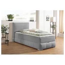 Boxbett OTTO HOME "Wehma mit Kopfteil inkl. Bettkasten", grau, B:110cm L:213cm, Komplettbetten, in H2, H3 & H4 w&auml;hlbar, inklusive Topper