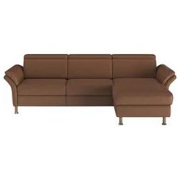Ecksofa Home Affaire "Calypso L-Form", braun (haselnuss), B:260cm H:85cm T:172cm, 100% Polyester, Sofas, Ecksofa, mit motorischen Funktionen im Sofa und Recamiere