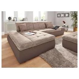 Ecksofa DOMO collection "PB Moric wahlweise mit Bettfunktion + Armteilverstellung, L-Form", braun (espresso, beige, braun, braun), B:300cm H:80cm T:172cm, Kunstleder SOFTLUX / Struktur (90% Polyester, 10% Polyacryl);Zierkissen: Struktur (90% Polyester, 10% Polyacryl);Microfaser PRIMABELLE (100% Polyester) / Struktur (90% Polyester, 10% Polyacryl), Sofas, Ecksofa, im XXL-Format, B/T/H:300/172/80 cm