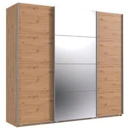 Schwebet&uuml;renschrank wimex "Norderstedt", braun (artisan eiche nachbildung, spiegel), B:225cm H:210cm T:64cm, Schr&auml;nke, Schwebet&uuml;renschrank, INKLUSIVE 2 Stoffboxen und 2 zus&auml;tzliche Einlegeb&ouml;den, mit Spiegel