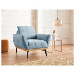 Sessel exxpo - SOFA FASHION "Palic, Loungesessel mit R&uuml;ckenverstellung, hoher Entspannungskomfort", blau (eisblau), B:92cm H:87cm T:95cm, Sessel, Sessel, inklusive R&uuml;ckenverstellung. Vom Sessel zum Hochlehner. Relaxsessel