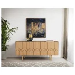 Kommode WOODMAN, braun (eiche, schwarz), B:175cm H:75cm T:45cm, Sideboards, Kommode, Holzfurnier aus Eiche, Skandinavisches Design, FSC-zertifiziert