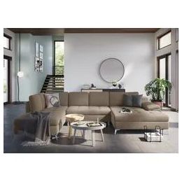 Sit & More Wohnlandschaft SIT & MORE "Latigo U-Form", braun (macchiato), B:346cm T:201cm, Sofas, Wohnlandschaft, mit Mega-Recamiere, wahlweise mit Bettfunktion und Bettkasten