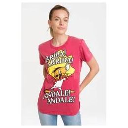 J-Straps T-Shirt LOGOSHIRT "Looney Tunes - Speedy Gonzales", Damen, Gr. XS, rot, 100% Baumwolle, bedruckt, normal, Rundhals, Shirts T-Shirt, mit lizenziertem Print