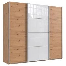 Schwebet&uuml;renschrank wimex "Norderstedt", wei&szlig; (artisan eiche nachbildung, glas wei&szlig;), B:225cm H:210cm T:64cm, Schr&auml;nke, Schwebet&uuml;renschrank, INKLUSIVE 2 Stoffboxen und 2 zus&auml;tzliche Einlegeb&ouml;den, mit Glast&uuml;r