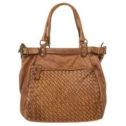 Shopper Samantha Look, Damen, Gr. B/H/T: 28cm x 28cm x 16cm onesize, braun (cognac), Leder, vintage, Taschen Shopper, echt Leder, Made in Italy