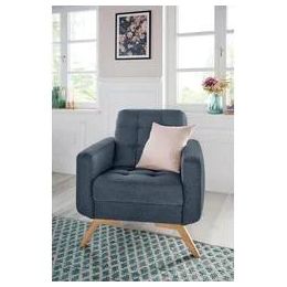 Sessel exxpo - SOFA FASHION "Fiord, Loungesessel", blau (denim), B:81cm H:87cm T:78cm, Webvelours (100% Polyester);Vintage (100% Polyester), Sessel, Sessel, aktuelles Design, tolle Detailverarbeitung im Sitz und R&uuml;cken