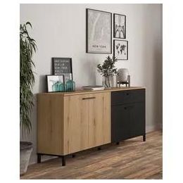 Sideboard GAMI "Trust", braun (eiche helvezia), B:180cm H:81cm T:40cm, Sideboards, Sideboard, mit einer Schublade