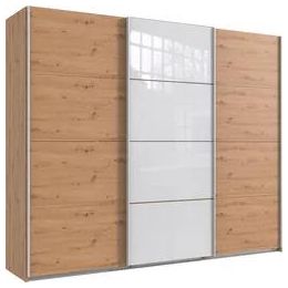 Schwebet&uuml;renschrank wimex "Norderstedt", wei&szlig; (artisan eiche nachbildung, glas wei&szlig;), B:270cm H:236cm T:64cm, Schr&auml;nke, Schwebet&uuml;renschrank, INKLUSIVE 2 Stoffboxen und 2 zus&auml;tzliche Einlegeb&ouml;den, mit Glast&uuml;r