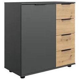 Kombikommode wimex "Gibraltar", grau (artisan, eiche, nachbildung, graphit), B:81cm H:83cm T:41cm, Holzwerkstoff, Sideboards, Kombikommode, in 2 Breiten