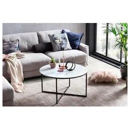 Couchtisch Salesfever "Caorle Coffeetable im eleganten Stil", schwarz-wei&szlig; (wei&szlig;, schwarz, schwarz, wei&szlig;), B:80cm H:45cm T:80cm, Tische, Couchtisch, Elegantes Design mit Marmoroptik-Tischplatte