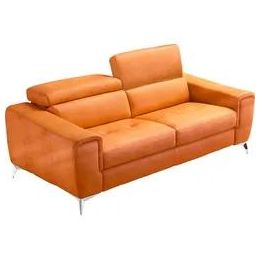 Schlafsofa Egoitaliano "Francine Designsofa, Loungesofa mit Dauerschlaffunktion, Breite 233 cm", braun (cognac), B:233cm H:100cm T:106cm, Luxus-Micofaser Lederoptik (100% Polyester) ist ein neues technisches Gewebe mit einem visuellen und taktilen Aspekt, der dem Nubuk sehr nahe kommt, mit innovativen Eigenschaften. Seine au&szlig;erordentliche Weichheit kommt von einem exklusiven Produktionsprozess, de