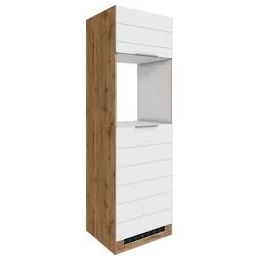 Backofen/K&uuml;hlumbauschrank KOCHSTATION "KS-Luhe", wei&szlig; (wei&szlig; matt, wotaneiche), B:60cm H:200cm T:60cm, MDF, Schr&auml;nke, Backofenumbauschrank K&uuml;hlschrankumbauschrank, 60 cm breit, hochwertige MDF-Fronten mit waagerechter Lisene